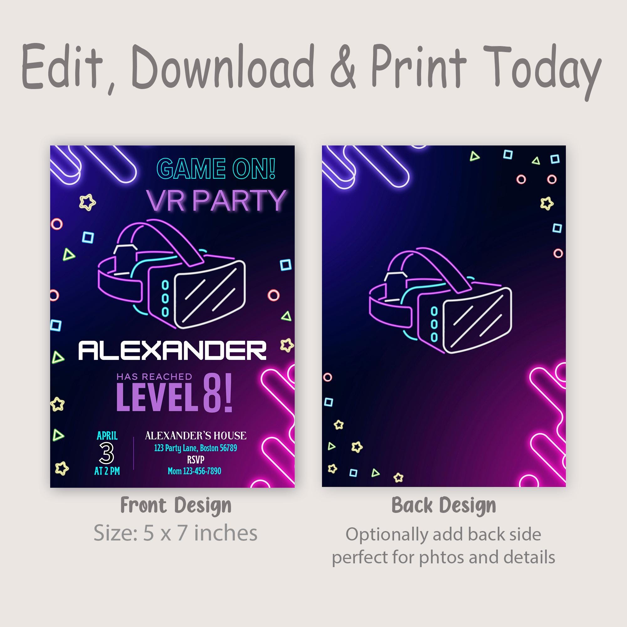 VR Invitation VR Party Invite VR Birthday Invite Virtual Reality ...