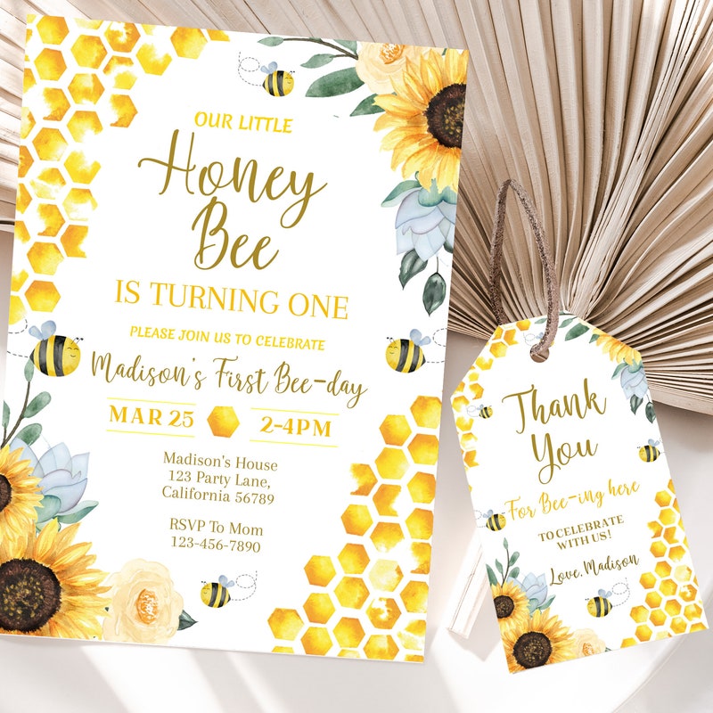Bee Birthday Invitation - Etsy