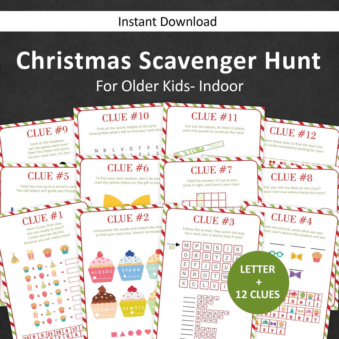 Christmas Scavenger Hunt for Teens Christmas Scavenger Hunt for Kids ...
