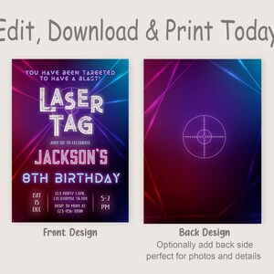 Laser Tag Invitation Laser Tag Birthday Party Invitation Neon Glow ...