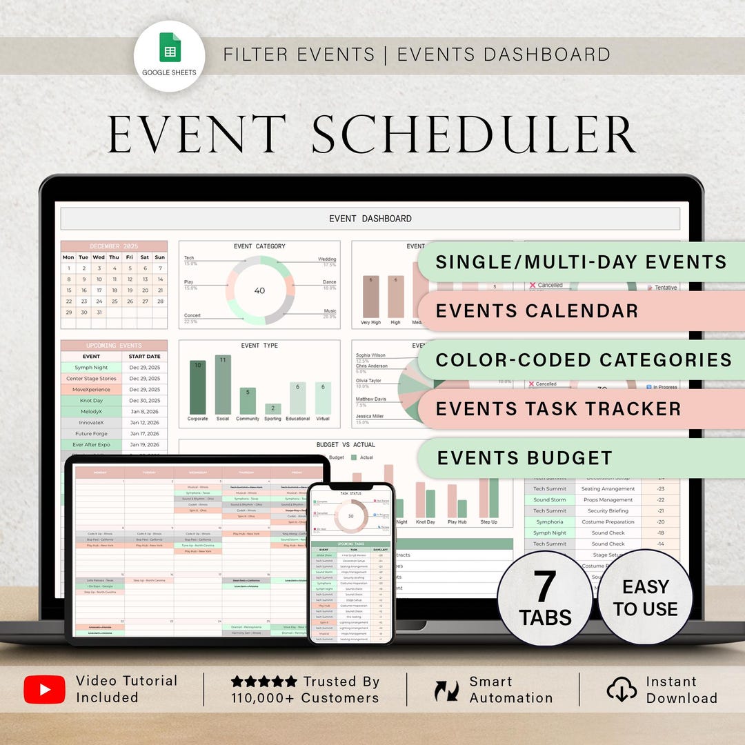 Events Schedule Events Calendar Template Multi-day Event Scheduler ...