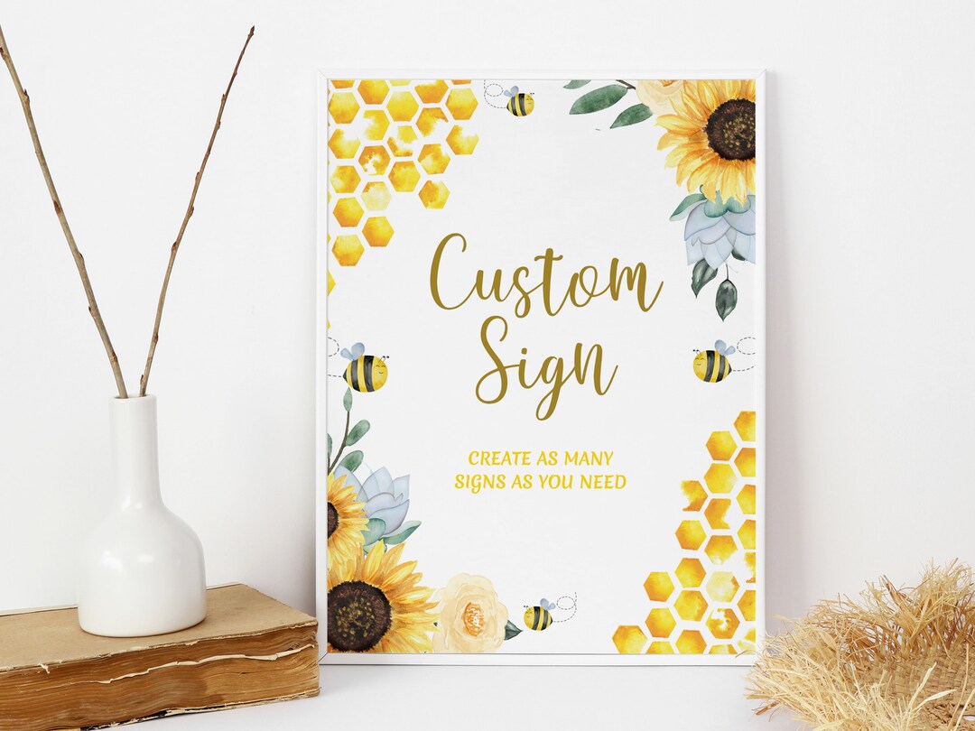 Bee Custom Sign First Bee Day Party Sign Bee Birthday Sign 1st Bee Day ...
