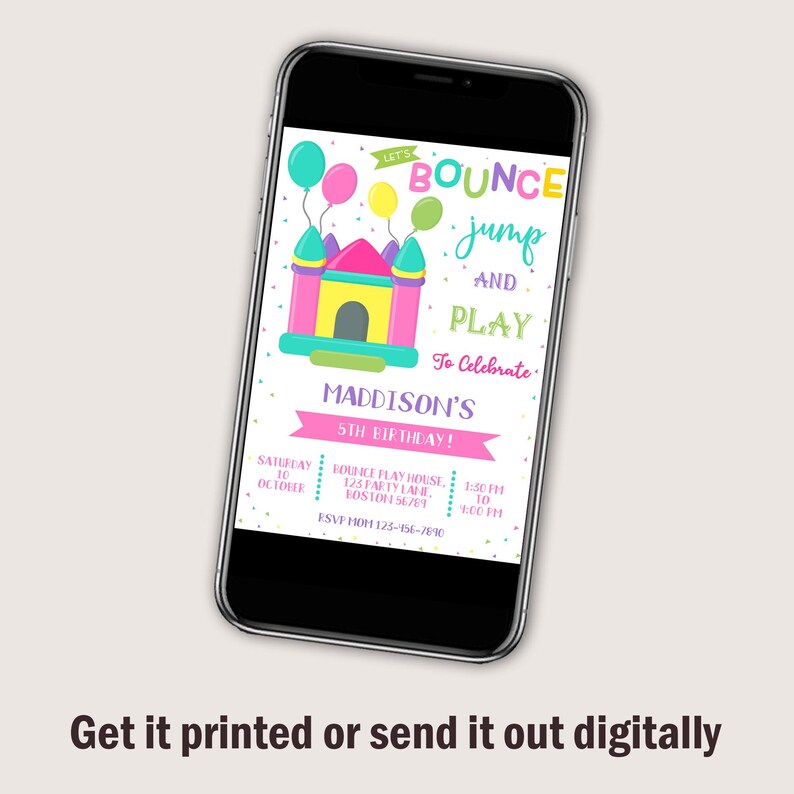 Editable Bounce House Birthday Invitation Template Trampoline Jump ...