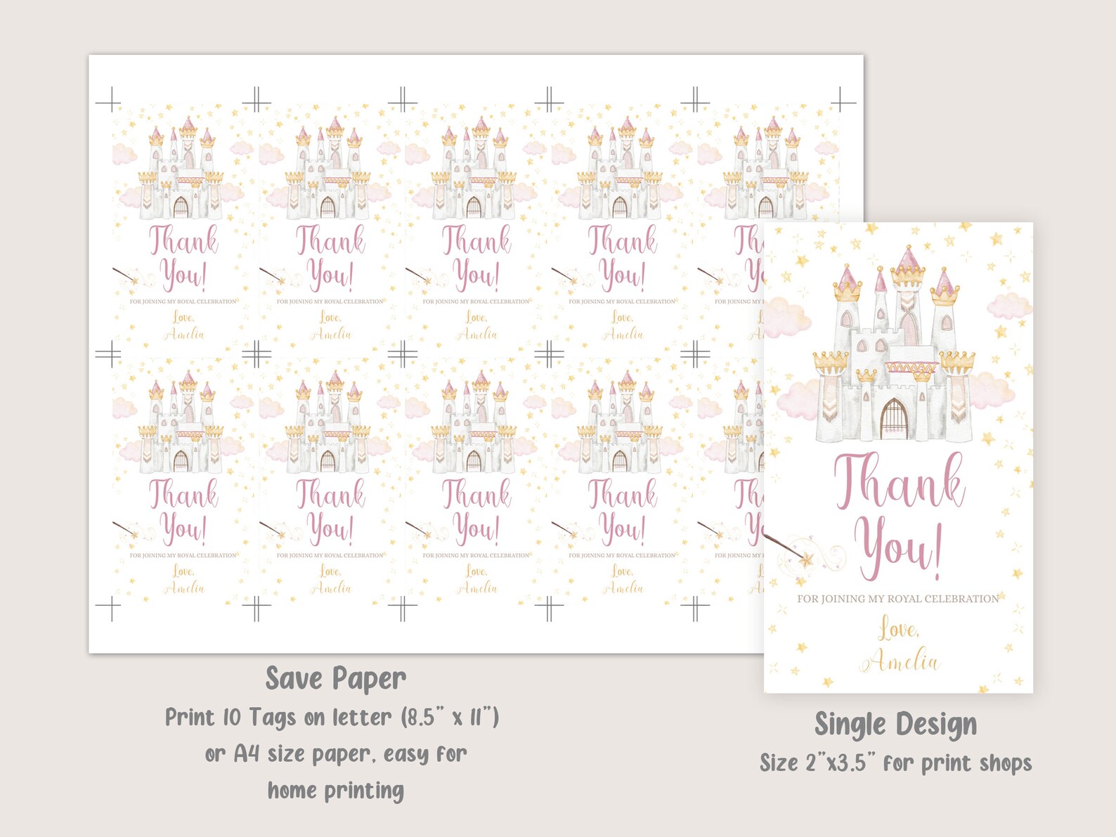 Princess Favor Tags Princess Thank You Tags Princess Birthday - Etsy