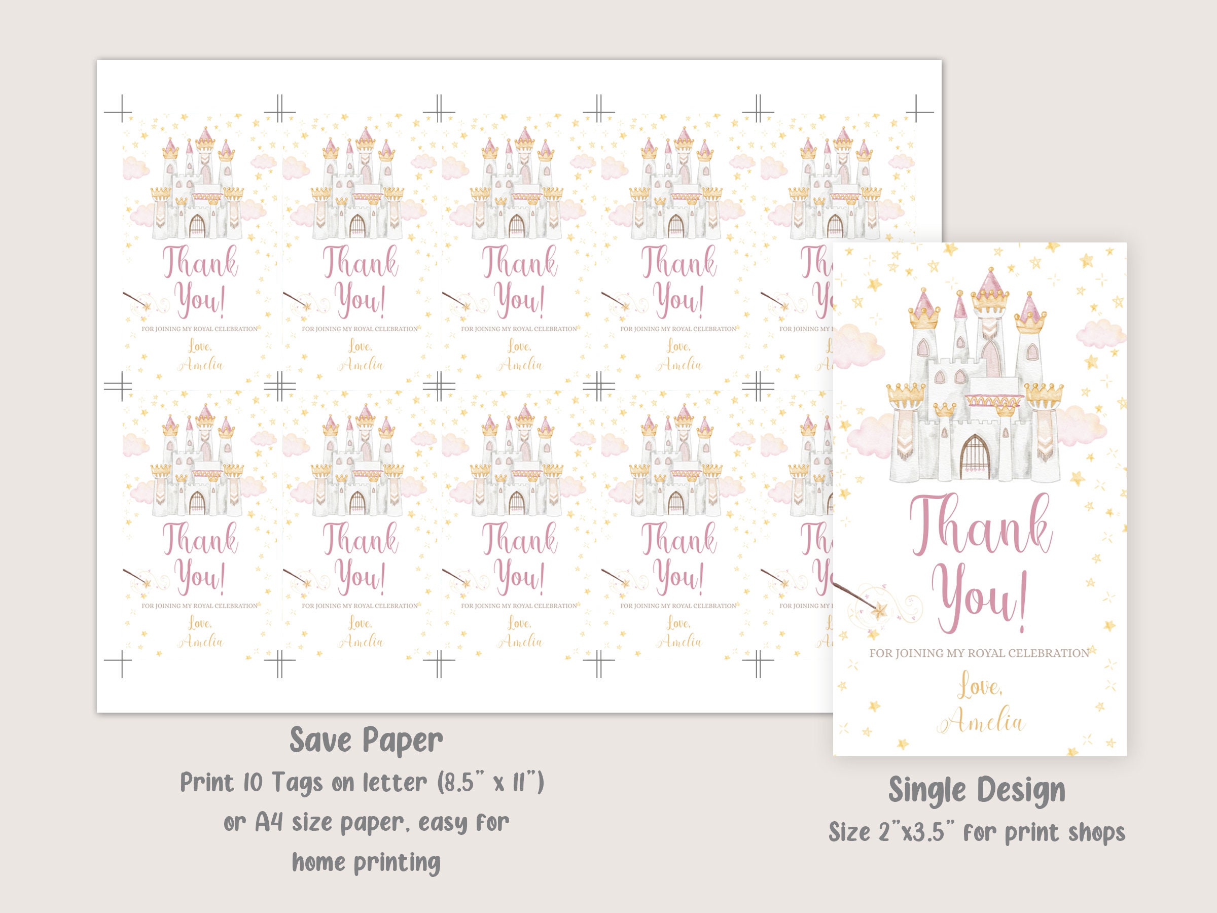 Princess Favor Tags Princess Thank You Tags Princess Birthday - Etsy