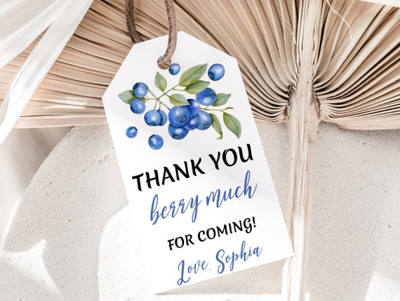 Editable Blueberry Favor Tag Template Berry Much Thank You - Etsy