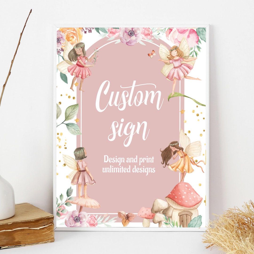 Fairy First Custom Sign Fairy First Party Signs Fairy First Birthday ...