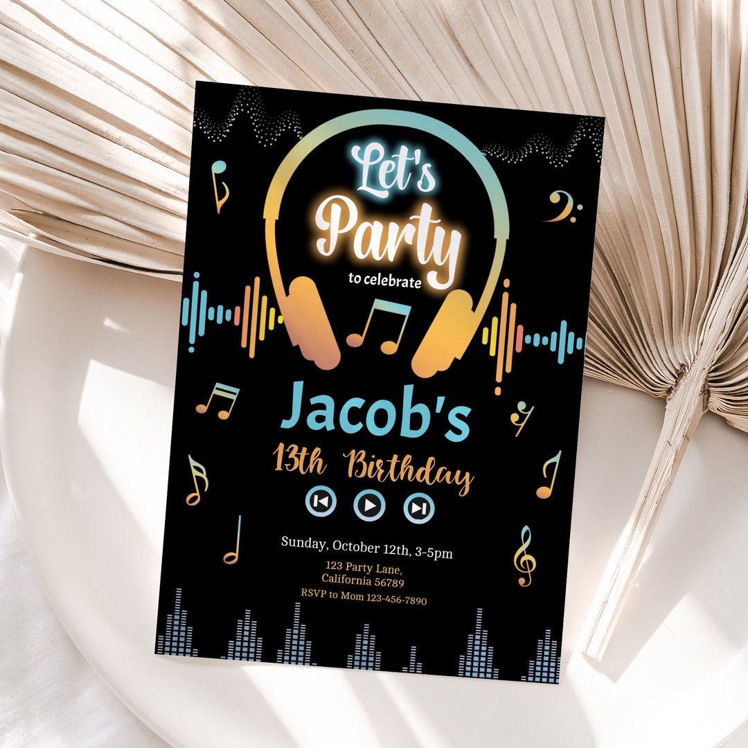 Music Birthday Invitation Music Themed Invitation Musical Party Invite ...