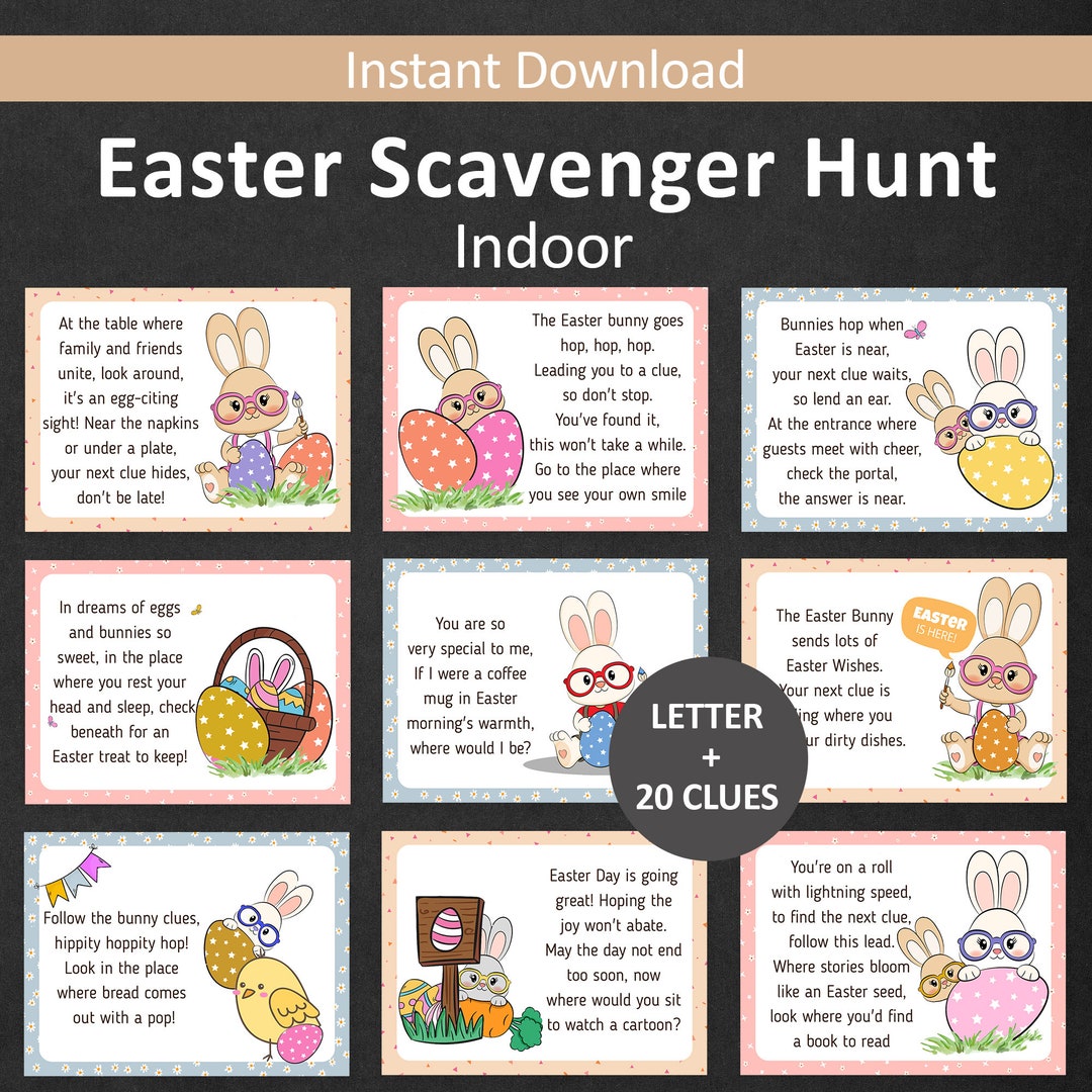 Easter Treasure Hunt for Kids Easter Scavenger Hunt Indoor Easter Egg ...