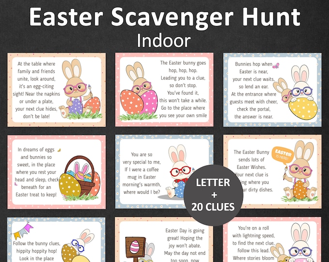 Easter Treasure Hunt for Kids Easter Scavenger Hunt Indoor Easter Egg ...