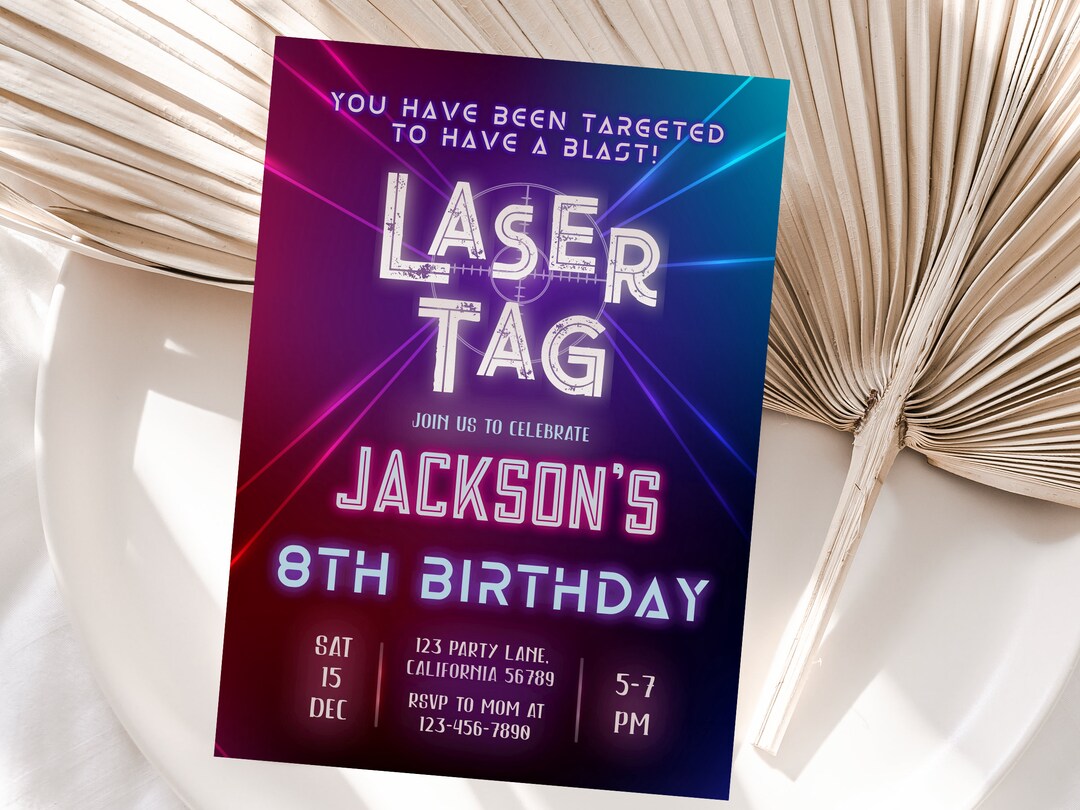Laser Tag Invitation Laser Tag Birthday Party Invitation Neon Glow ...