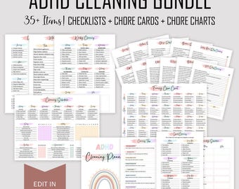 EDITABLE ADHD Cleaning Planner Bundle Daily Weekly Monthly Cleaning ...