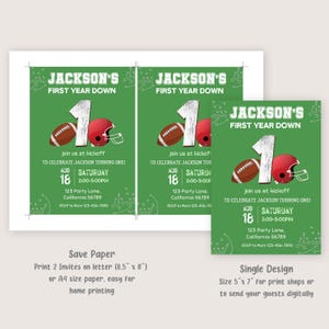 First Year Down Birthday Invitation Football Invitation First Down ...