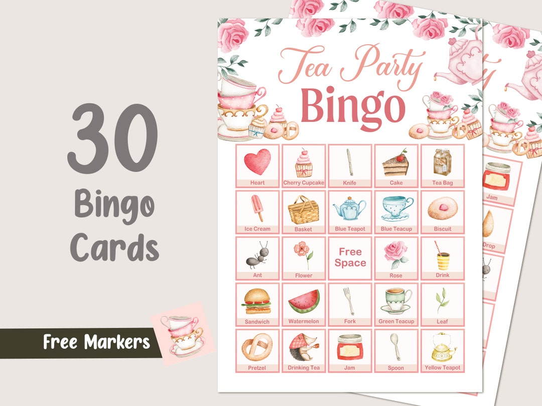 Tea Party Bingo Game 30 Cards Tea Party Games Par-tea Activities Girl ...