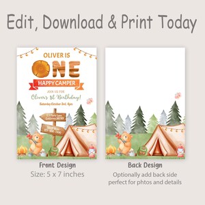 Camping First Birthday Invitation Camping 1st Birthday Invite Camping Party Campout Sleepover ...