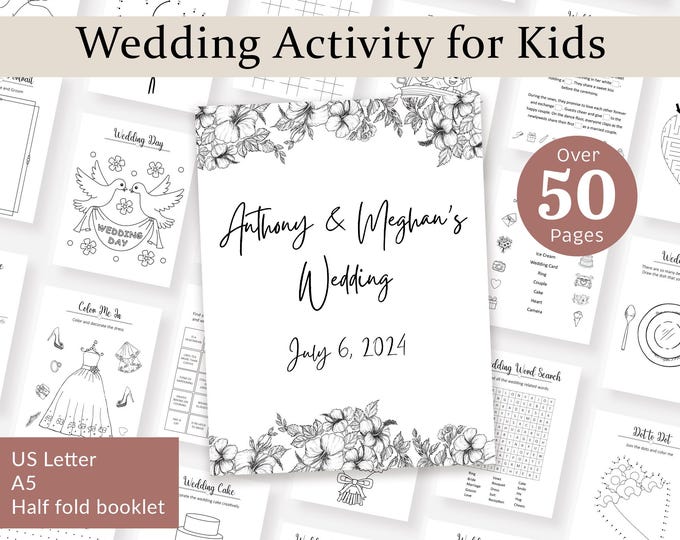 Wedding Activity Book, Personalized Kids Activity Book, Kids Wedding ...