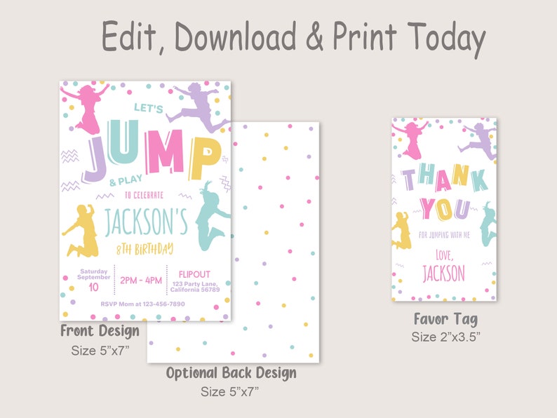 Trampoline Park Birthday Invitation Jump Party Invitation - Etsy