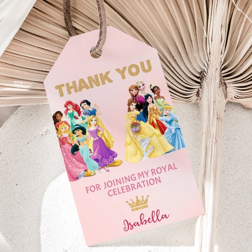 Princess Favor Tags Princess Thank You Tags Princess Birthday - Etsy