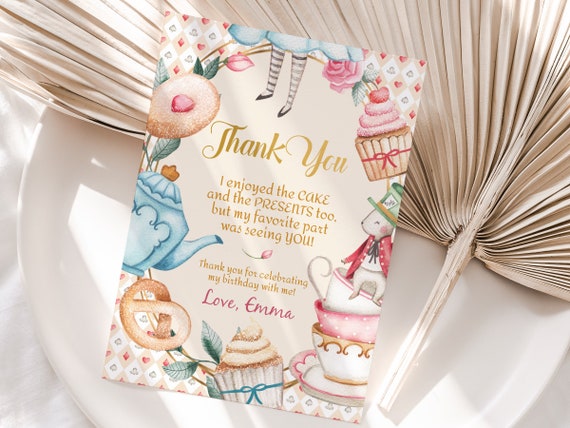 Alice in Wonderland Thank You Card Editable Alice in - Etsy