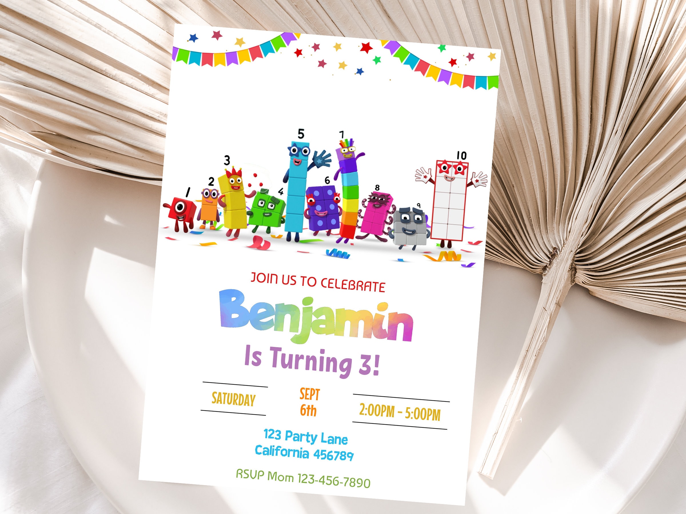 Numberblocks Birthday Invitation Numberblock Birthday Party - Etsy