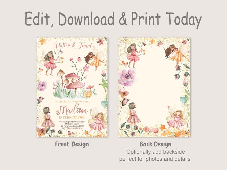 Editable Fairy Birthday Invitation Template Enchanted - Etsy