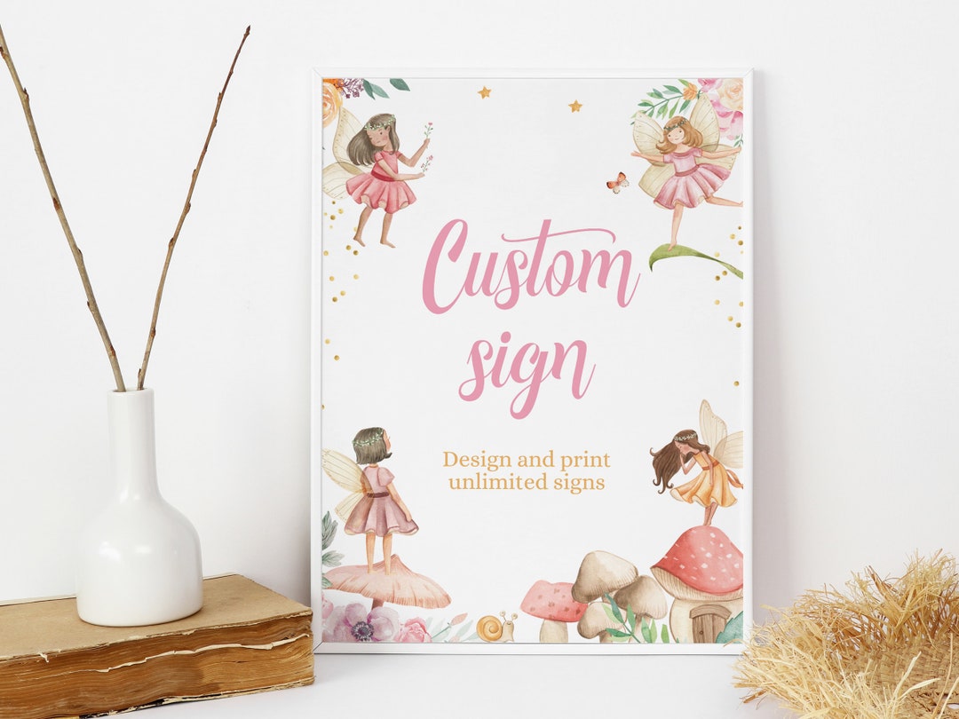 Fairy First Custom Sign Fairy First Party Signs Fairy First Birthday ...