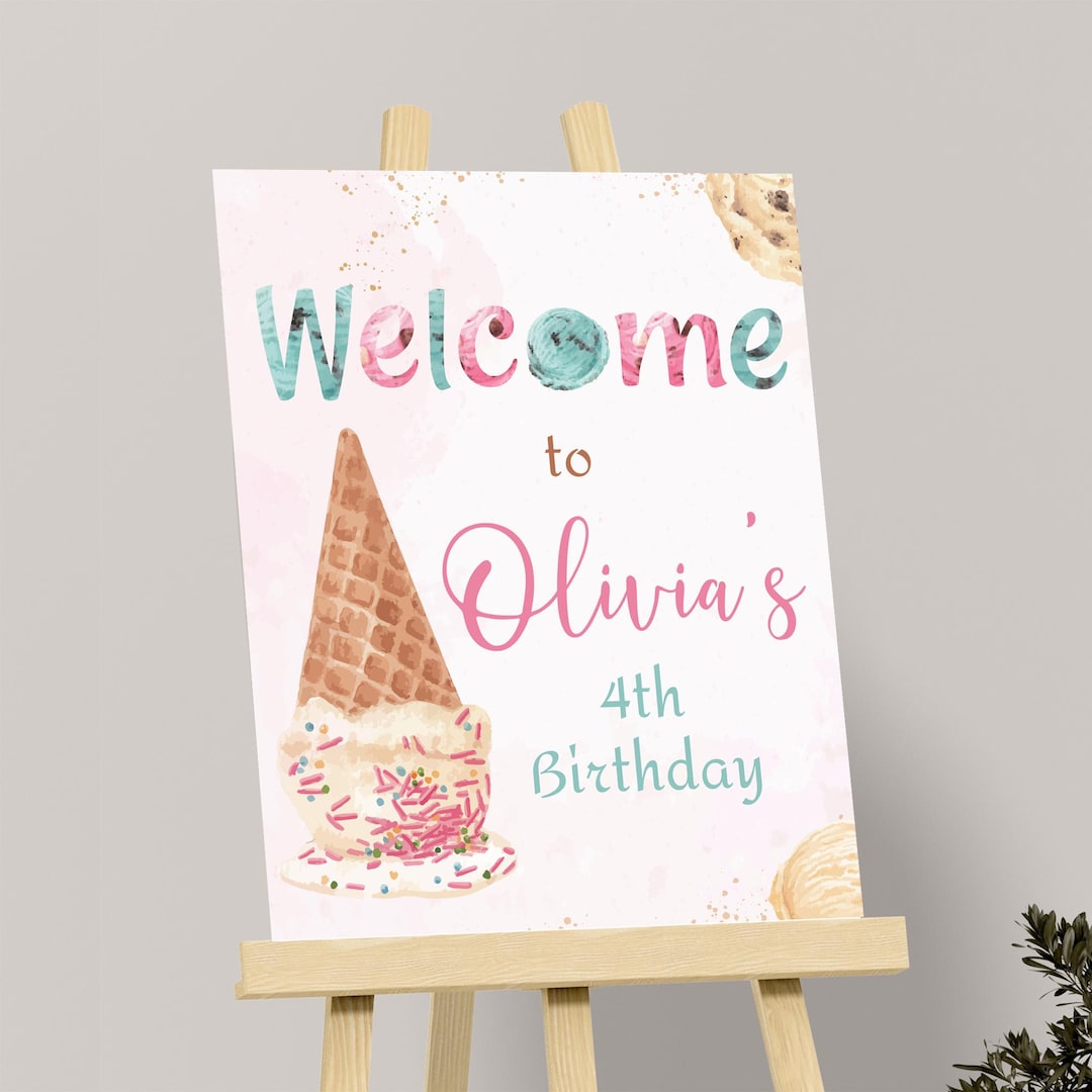 Ice Cream Welcome Sign I Scream We All Scream Four Ice Cream Birthday ...