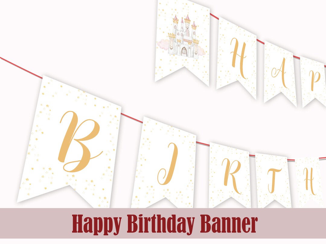 Princess Birthday Banner Princess Bunting Princess Happy - Etsy