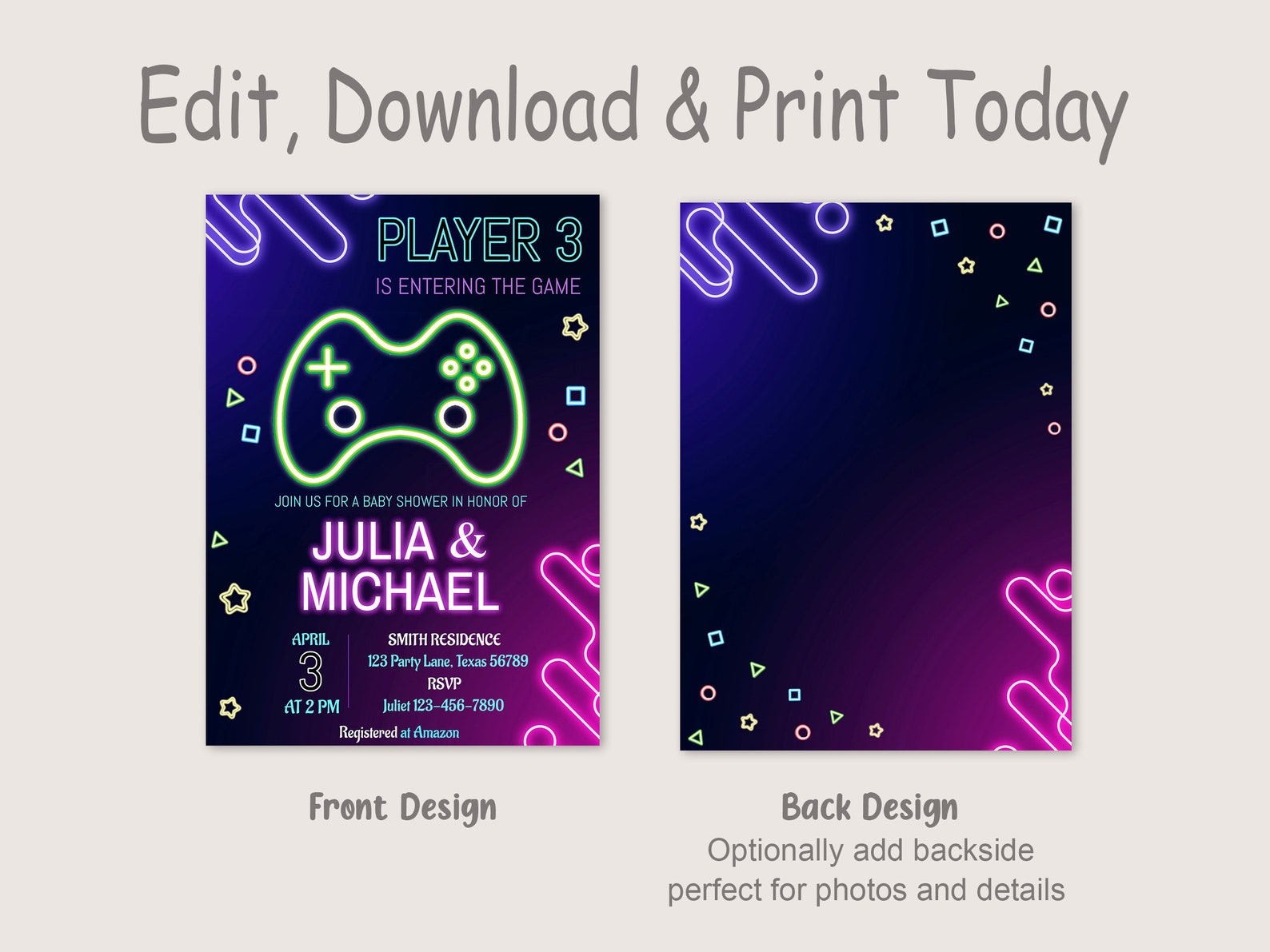 Video Game Baby Shower Invitation Gaming Boy Baby Shower - Etsy