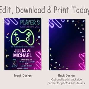 Video Game Baby Shower Invitation Gaming Boy Baby Shower Invite Gamer ...