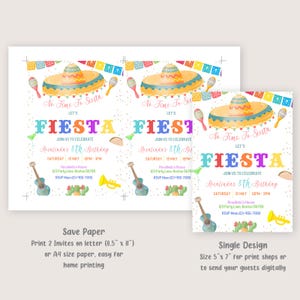 Editable Fiesta Birthday Invitation Mexican Fiesta Theme Party Invite ...