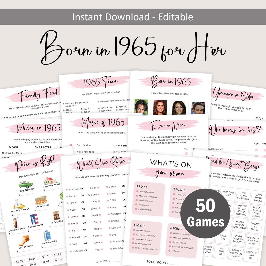 61st Birthday Games for Women 61 Birthday Party Games for Her Born in ...