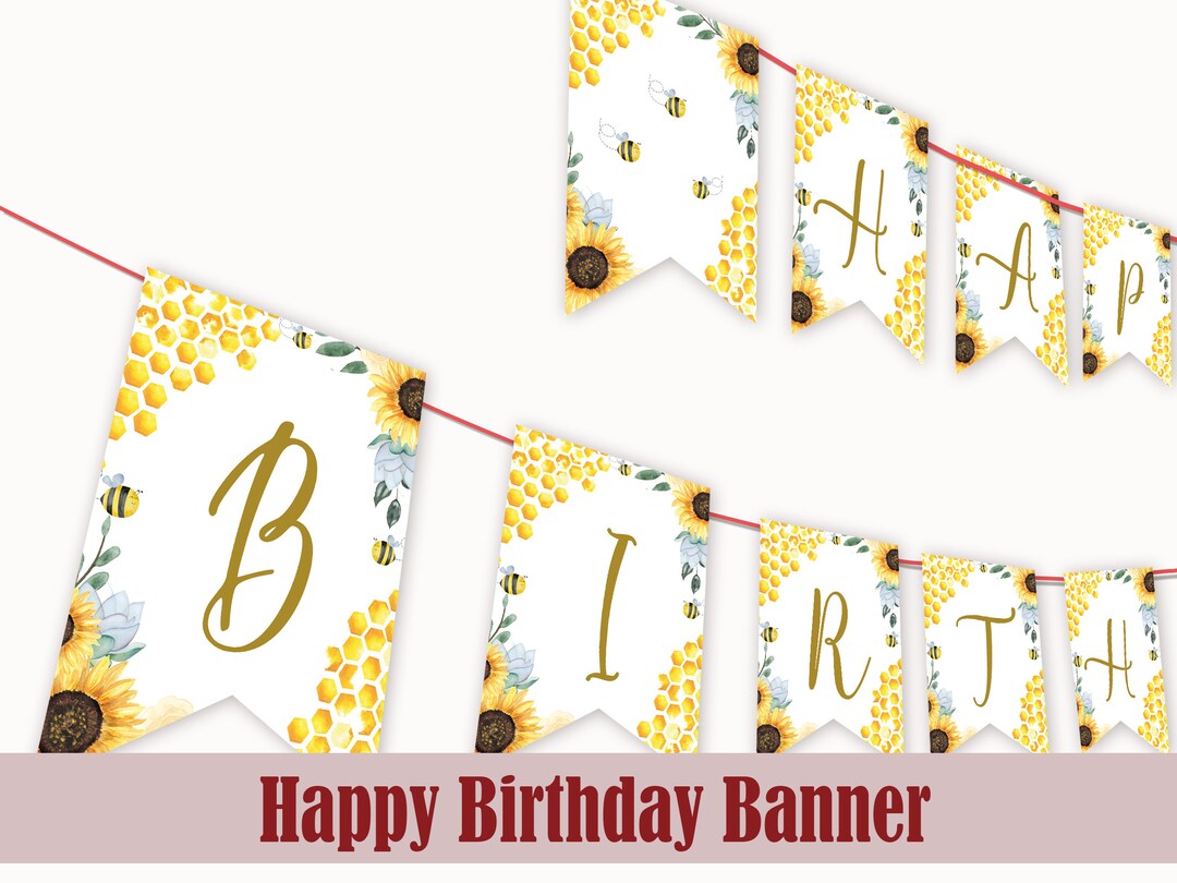 Bee Birthday Banner First Bee Day Banner 1st Bee Day Decoration Bee ...