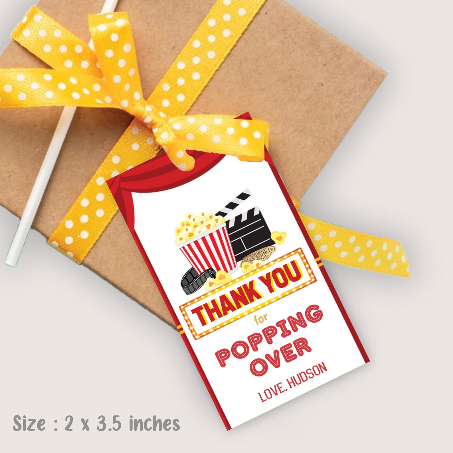 Movie Thank You Tags Movie Party Favors Movie Night Favor Tags Movie ...