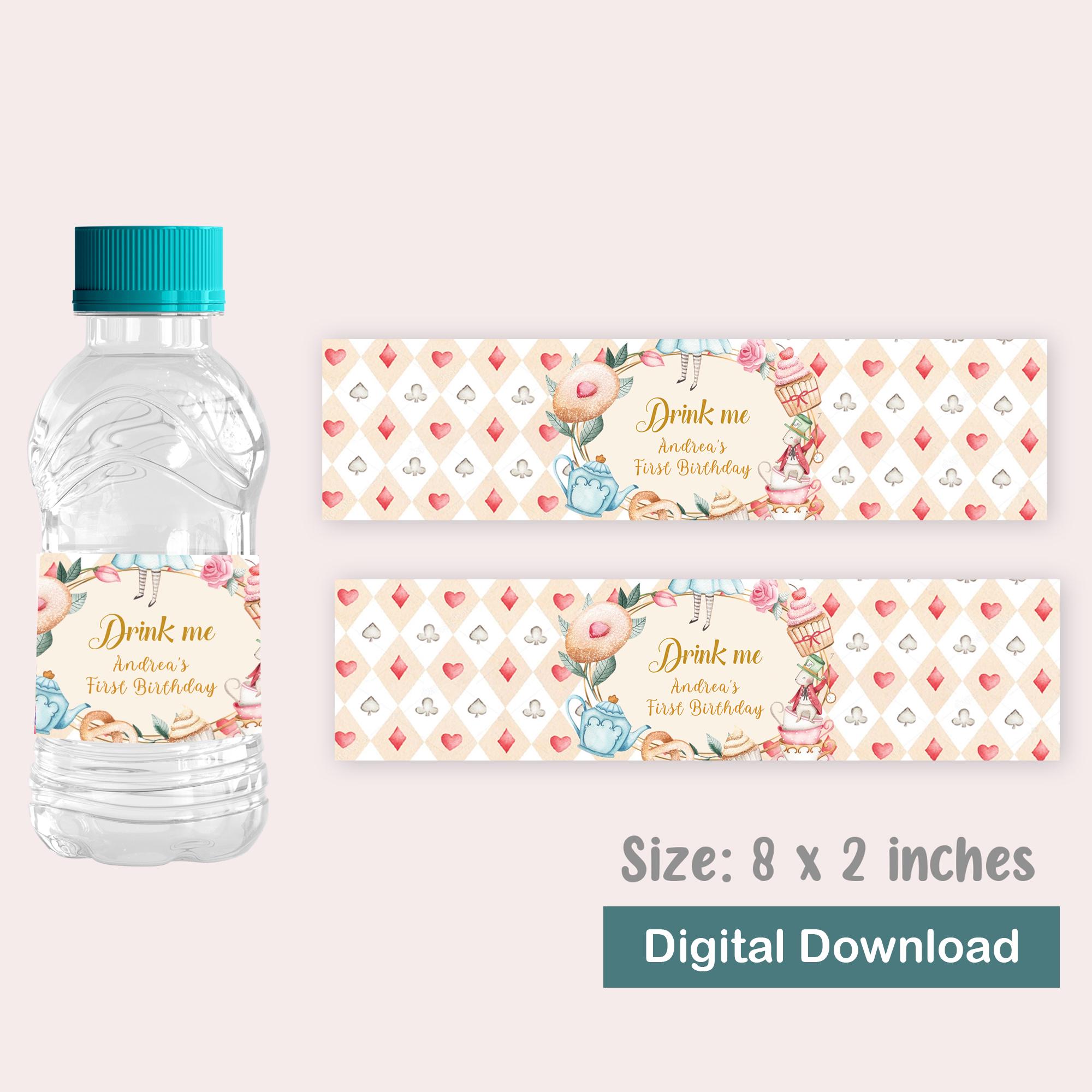 Alice in Wonderland Water Bottle Label Mad Hatter Water Bottle Label ...