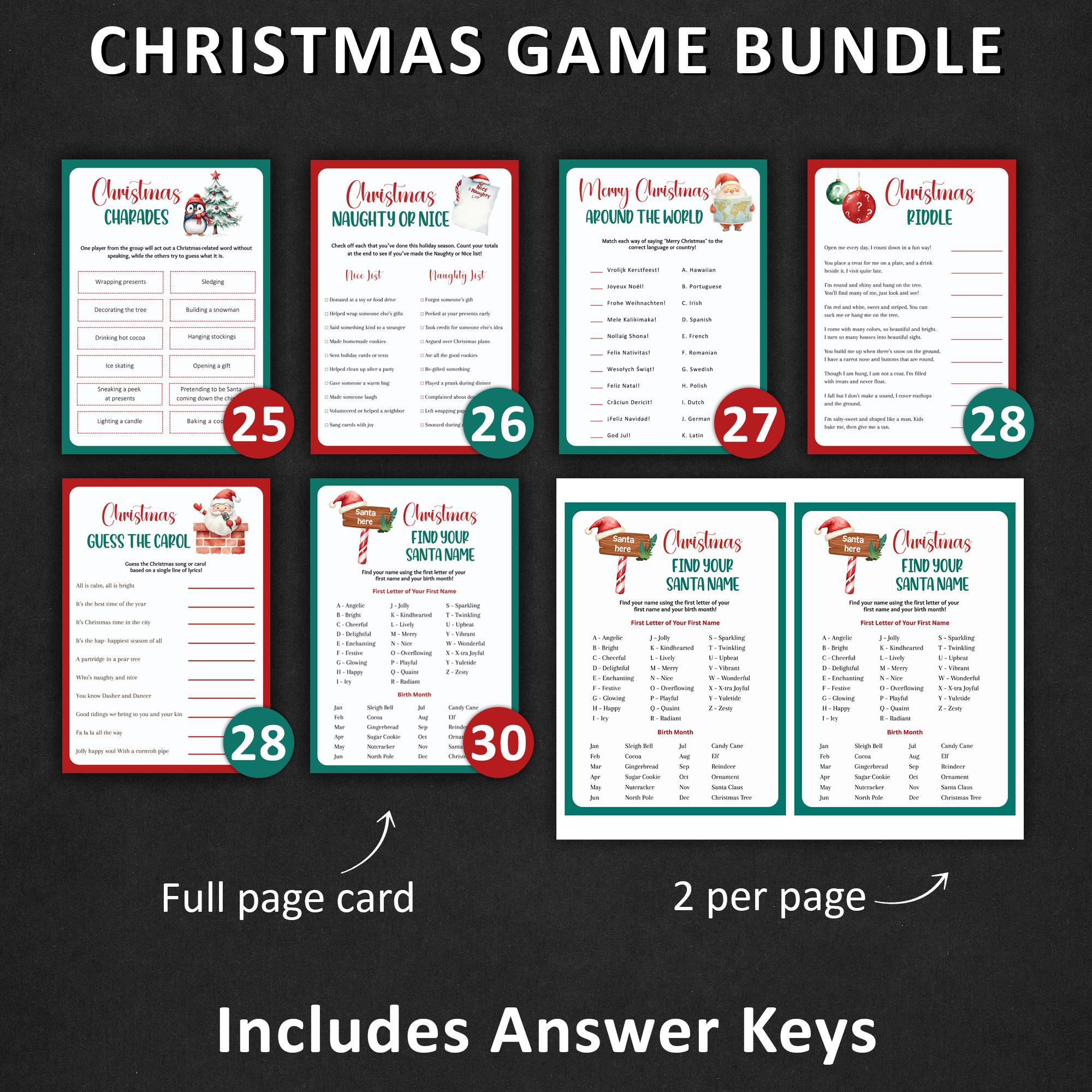 Christmas Game Bundle PRINTABLE Christmas Games for Adults Kids ...