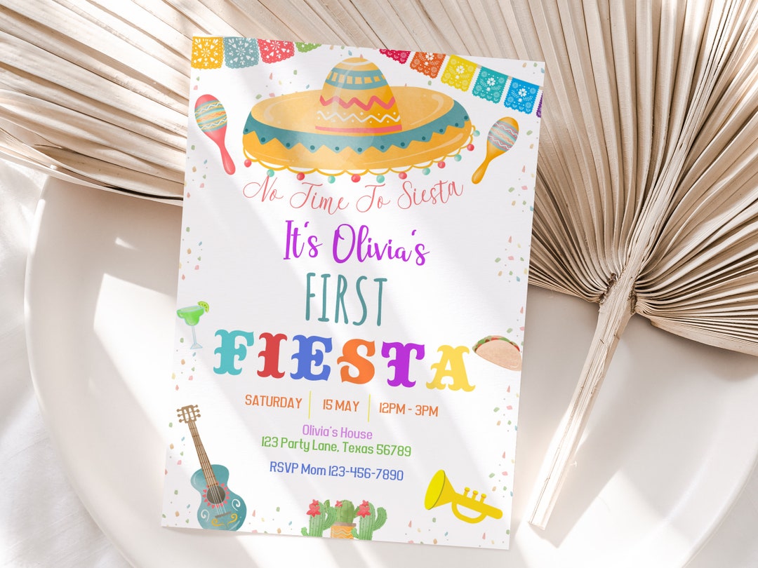First Fiesta Birthday Invitation 1st Fiesta Invite Mexican Theme 1st ...