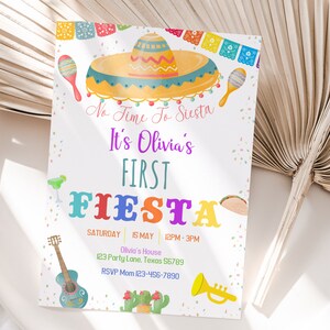 First Fiesta Birthday Invitation 1st Fiesta Invite Mexican Theme 1st ...