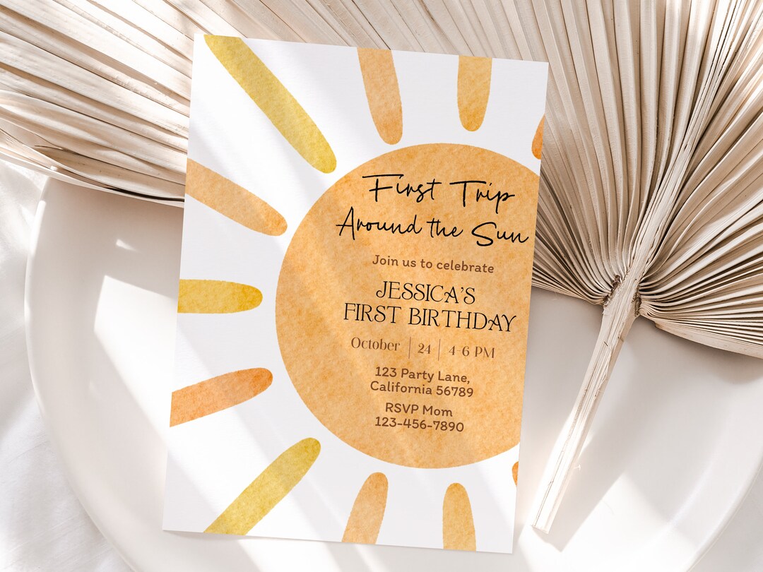 First Trip Around the Sun Birthday Invitation Sun Invite 1st Birthday ...