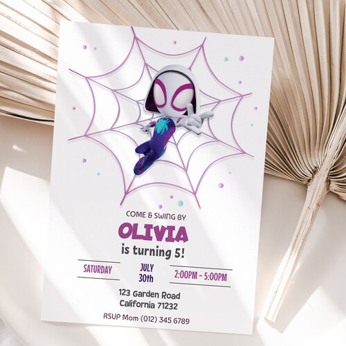 Ghost Spider Birthday Invitation Spidey and His Amazing - Etsy