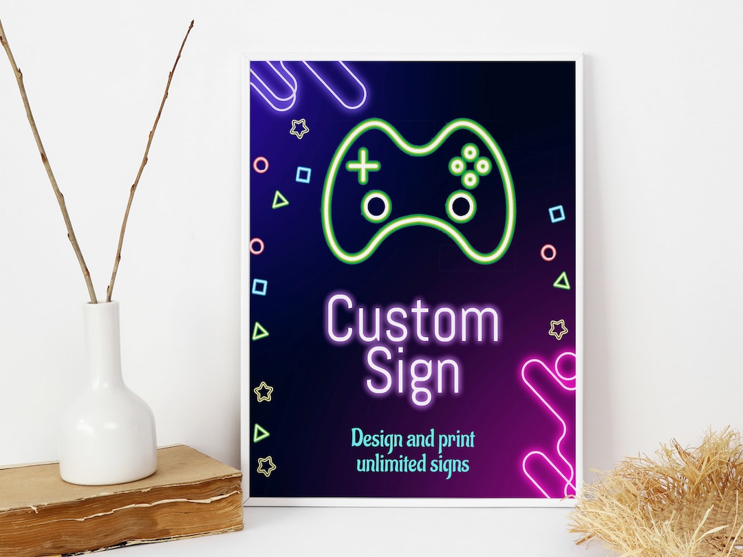 EDITABLE Video Game Custom Sign Gamer Custom Text Sign Gaming Party ...