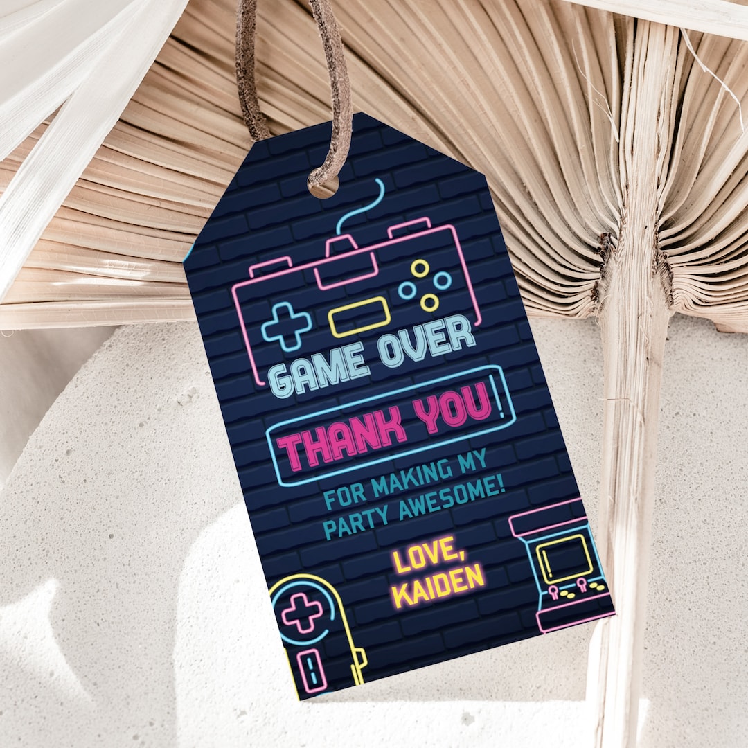 Video Game Thank You Tags Gaming Truck Party Favors Gamer Favor Tags ...