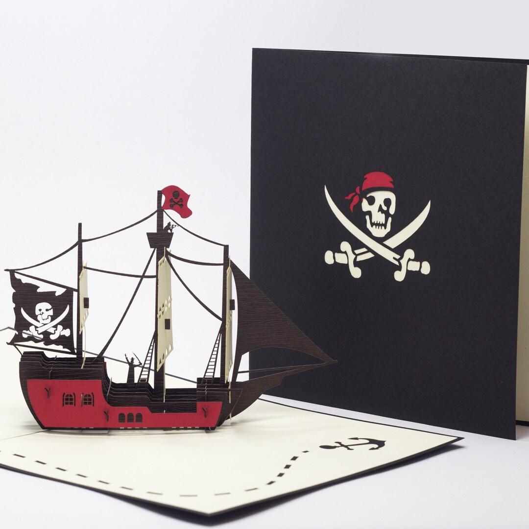 Handmade Pirate Ship Pop up Card: 3D Origami Card - Etsy
