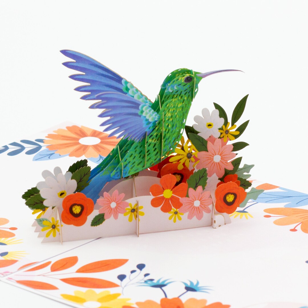 Hummingbird Pop up Card: Handmade 3D Origami Card - Etsy