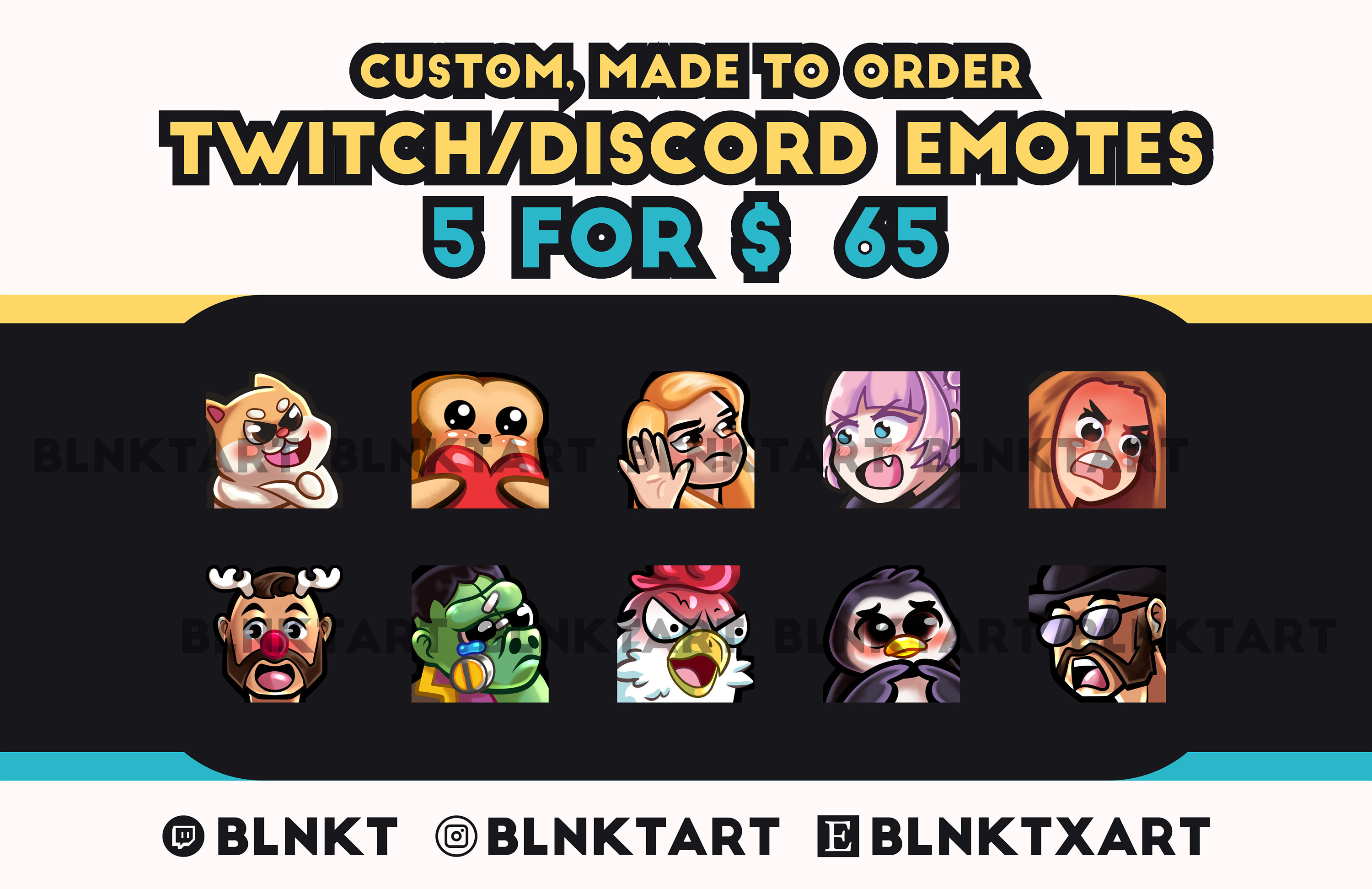 Custom Twitch Emotes / Discord Emotes 5 PACK - Etsy
