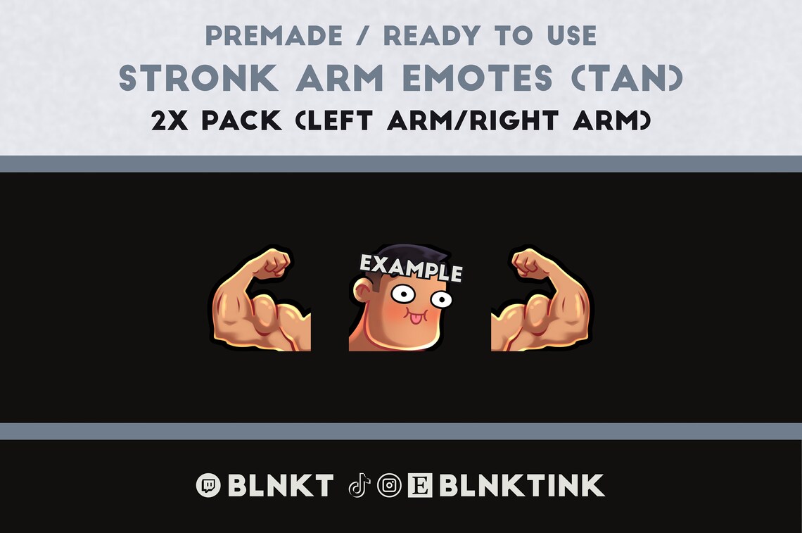 Strong Arms Flexing Twitch Emote Add-on Left and Right Arms (tan Skin ...