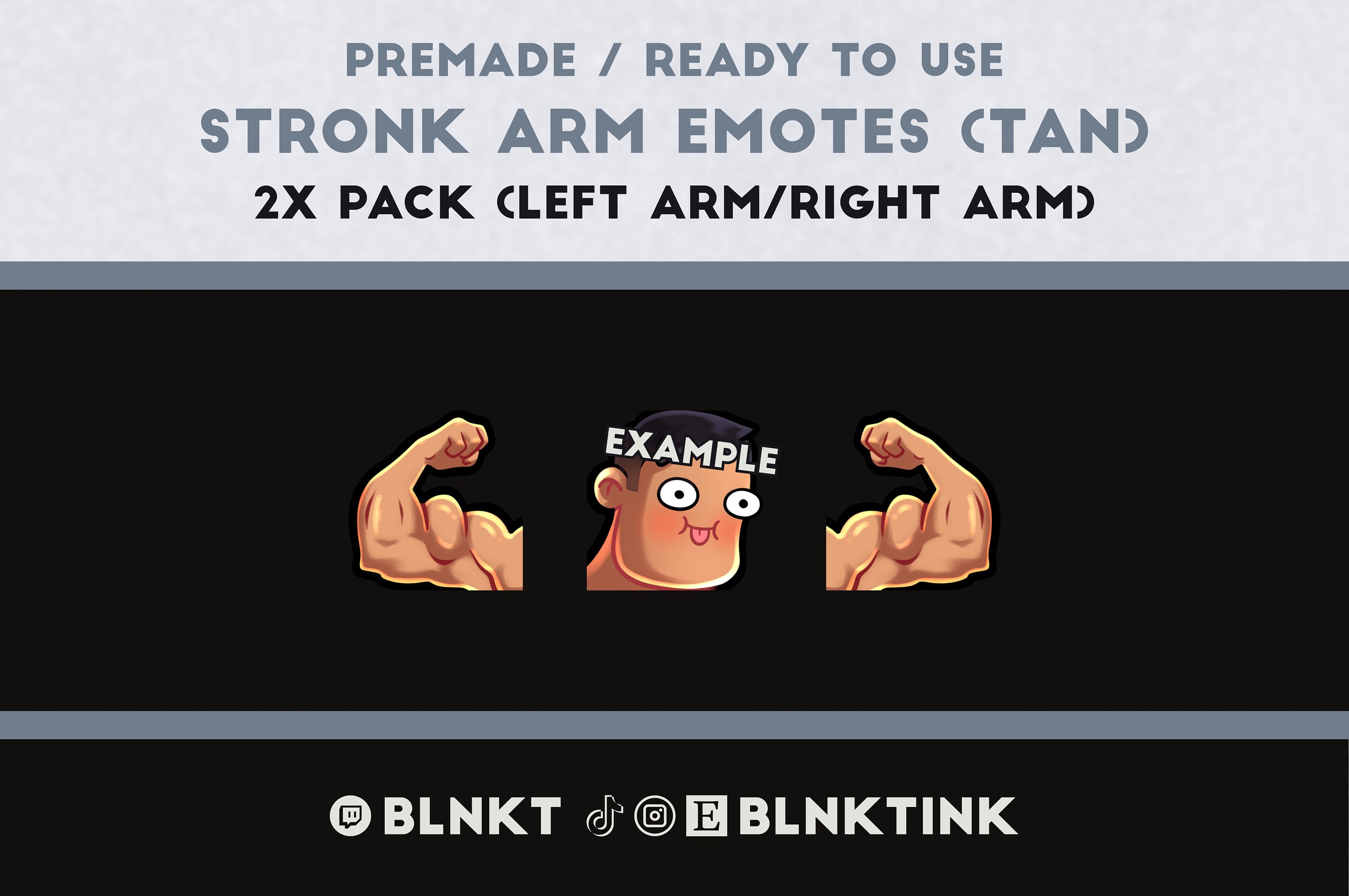 Strong Arms Flexing Twitch Emote Add-on Left and Right Arms (tan Skin ...