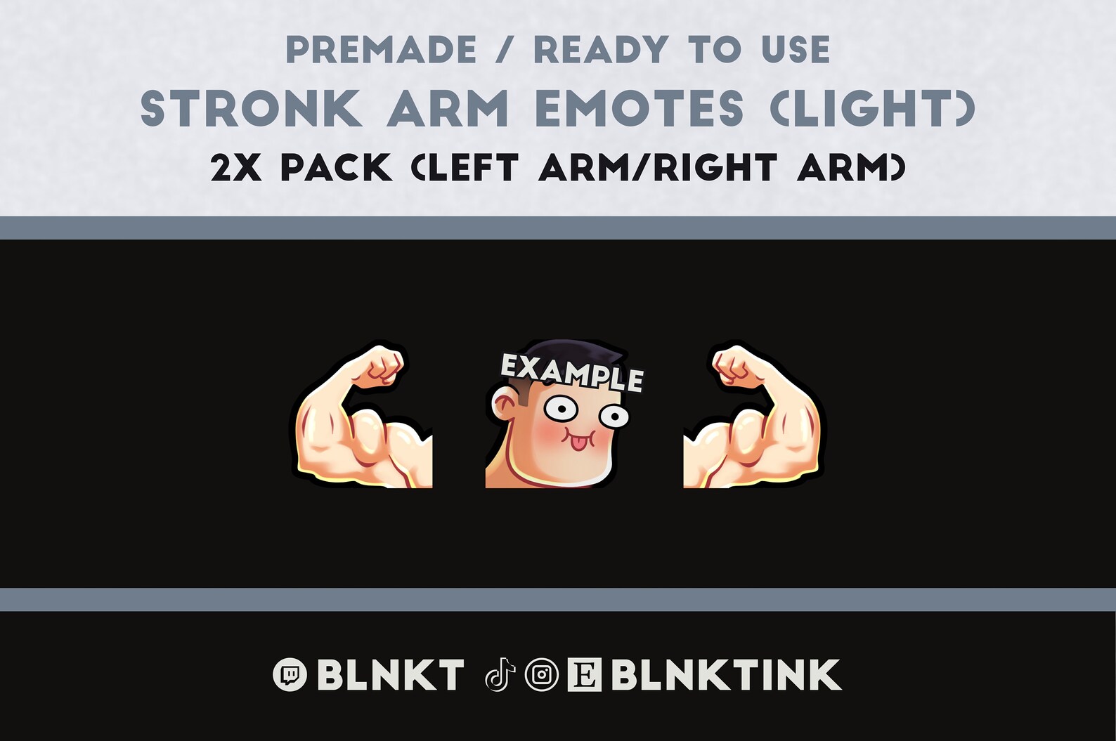 Strong Arms Flexing Twitch Emote Add-on Left and Right Arms (light Skin ...