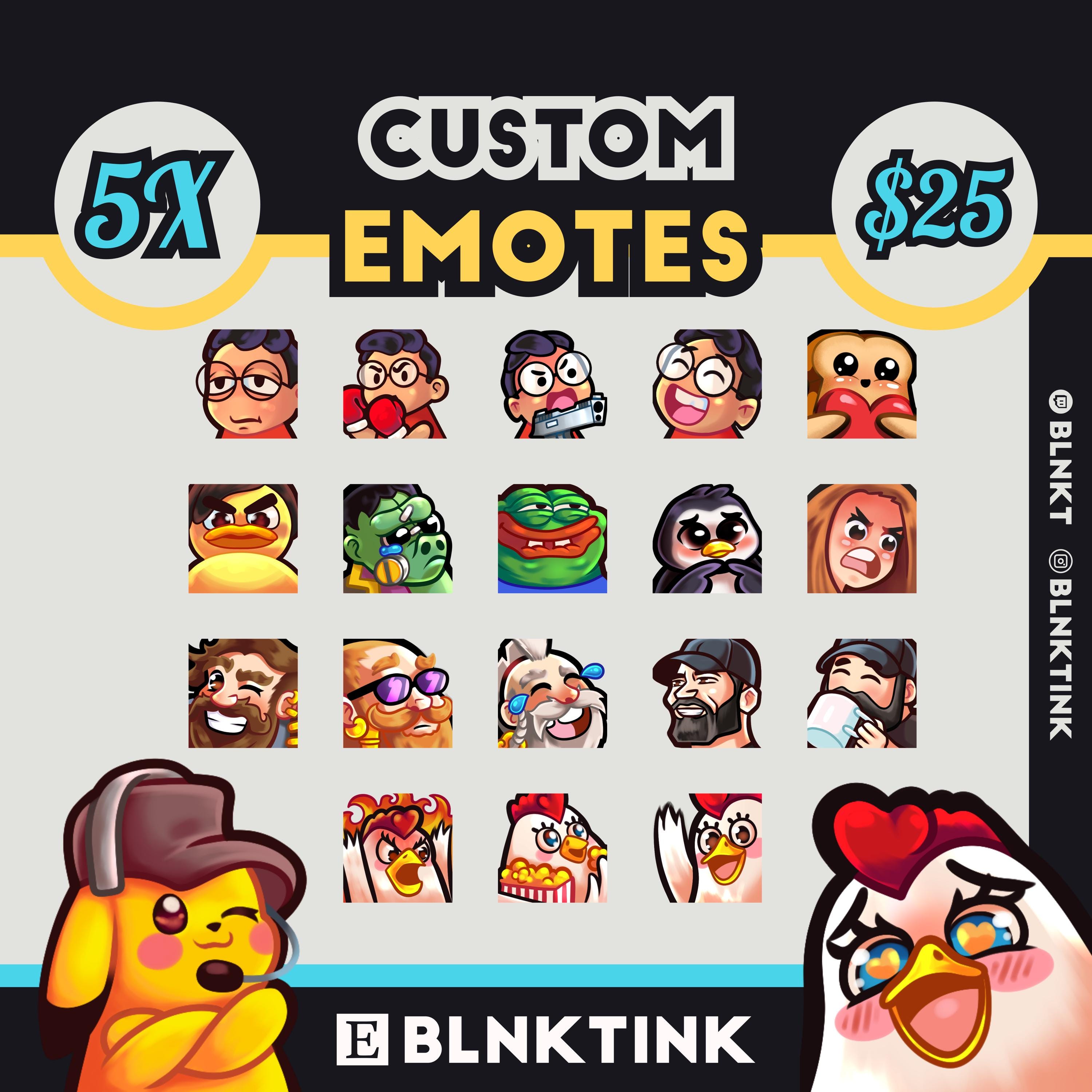 Custom Twitch Emotes / Discord Emotes 5 PACK - Etsy