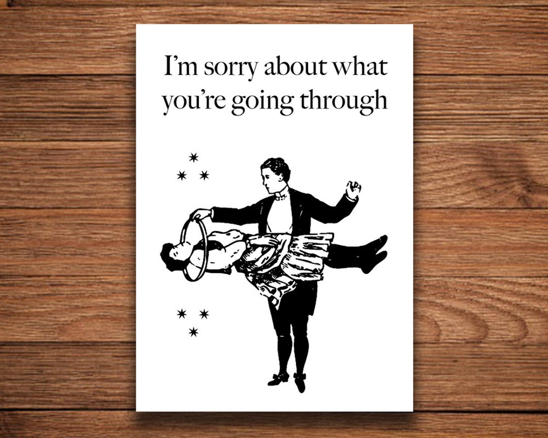 Funny Sympathy Card • Retro Magician Design • Bad Pun • 5x7 Card ...